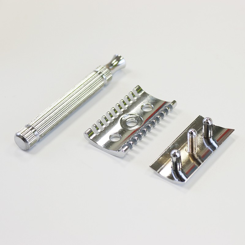 Rasoio di sicurezza in ottone cromato senza nickel con testina a ...