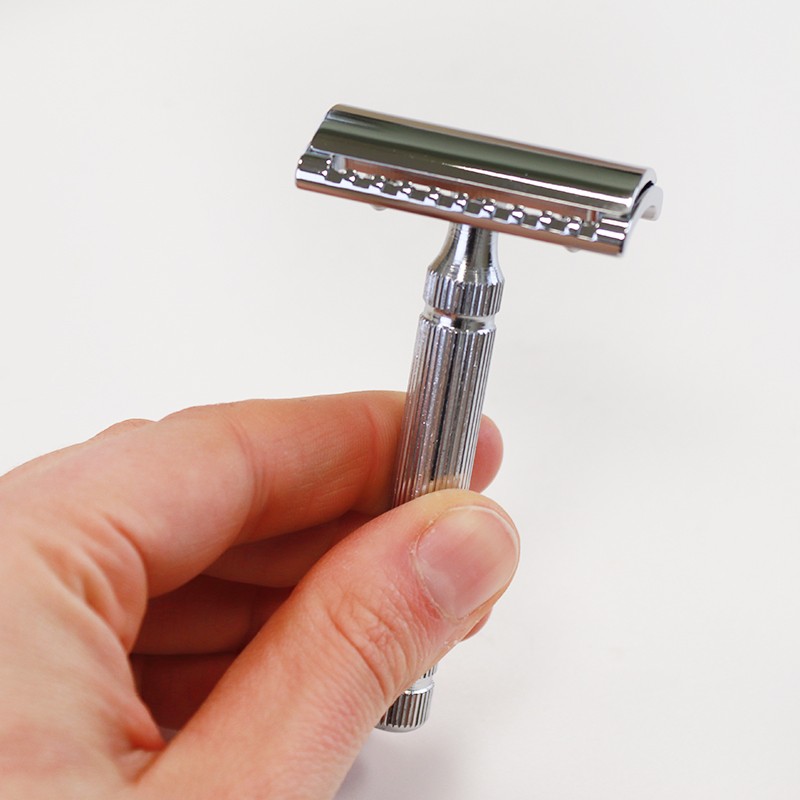 Rasoio di sicurezza in ottone cromato senza nickel con testina a ...