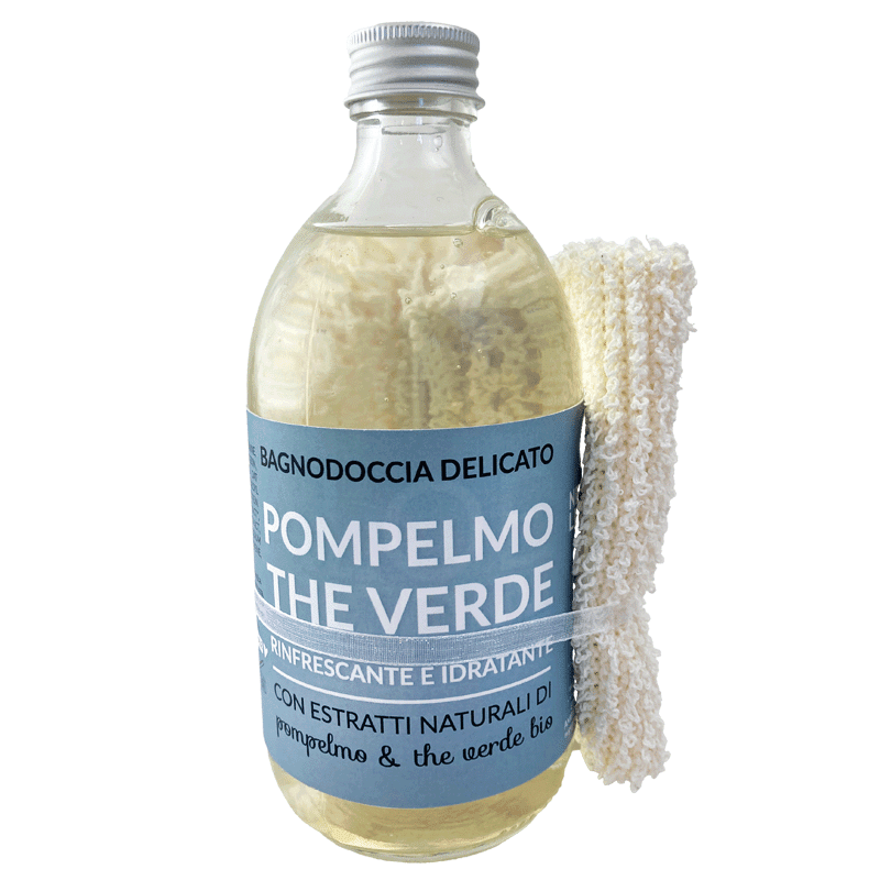 Kit Coccole per il Corpo Pompelmo e Tè Verde e Guanto Scrub|Negozio Leggero
